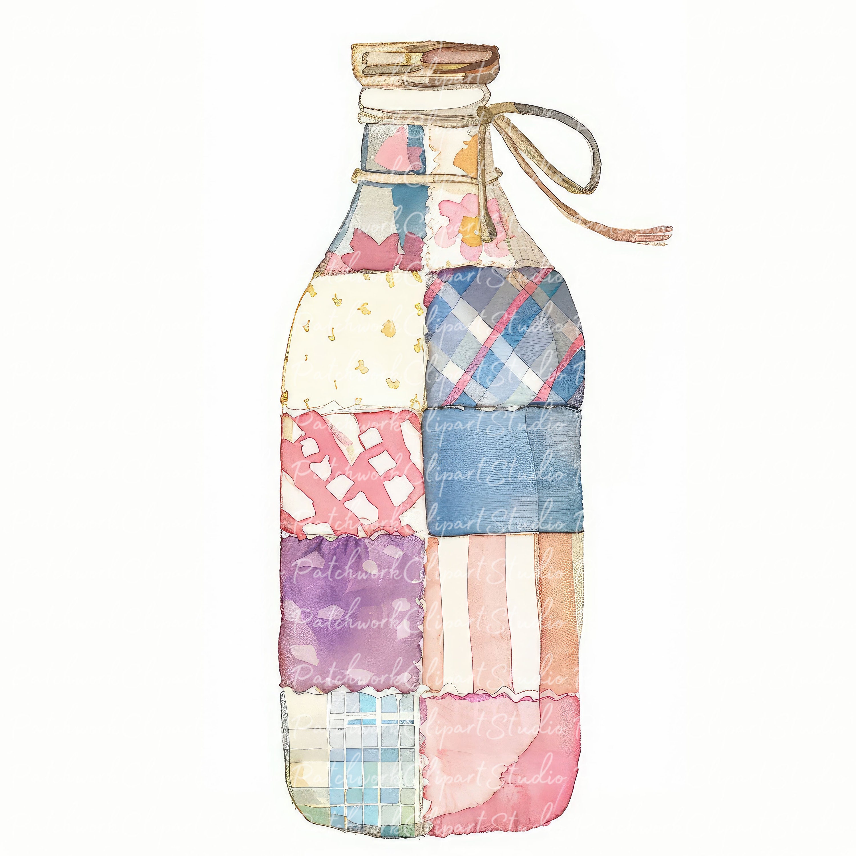 10 Milk Bottle Clipart Bundle, PNG & JPG, Printable Patchwork Milk ...