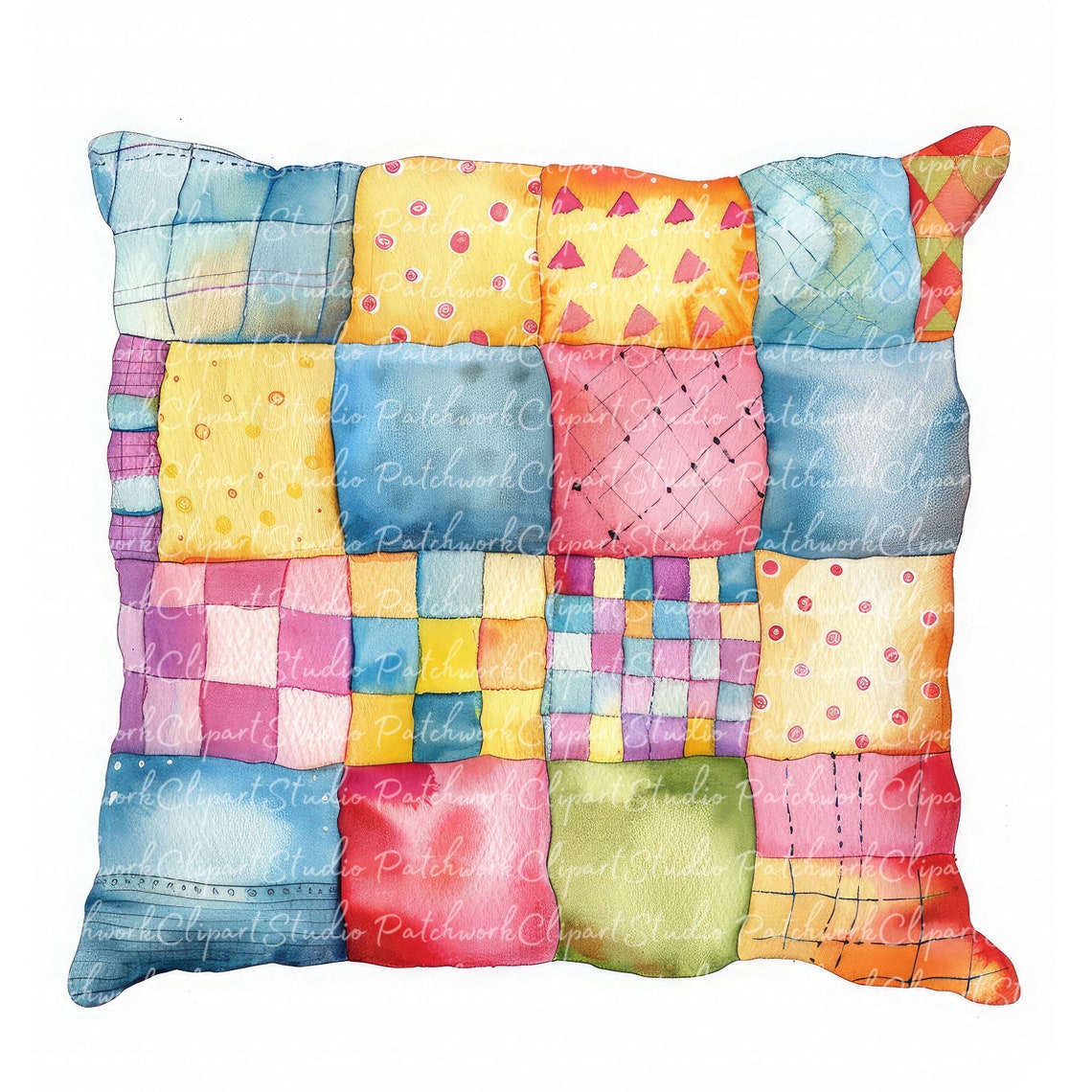 10 Pillows Clipart Bundle, PNG & JPG, Printable Patchwork Pillow ...