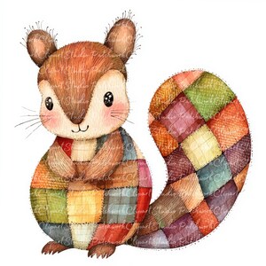 10 Autumn Squirrel Clipart Bundle, PNG & JPG, Printable Patchwork ...