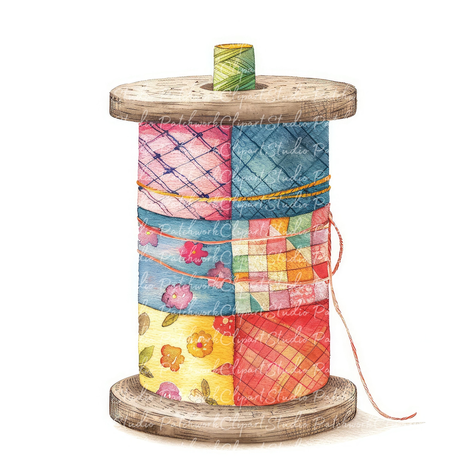 10 Spool of Thread Clipart Bundle, PNG & JPG, Printable Patchwork ...