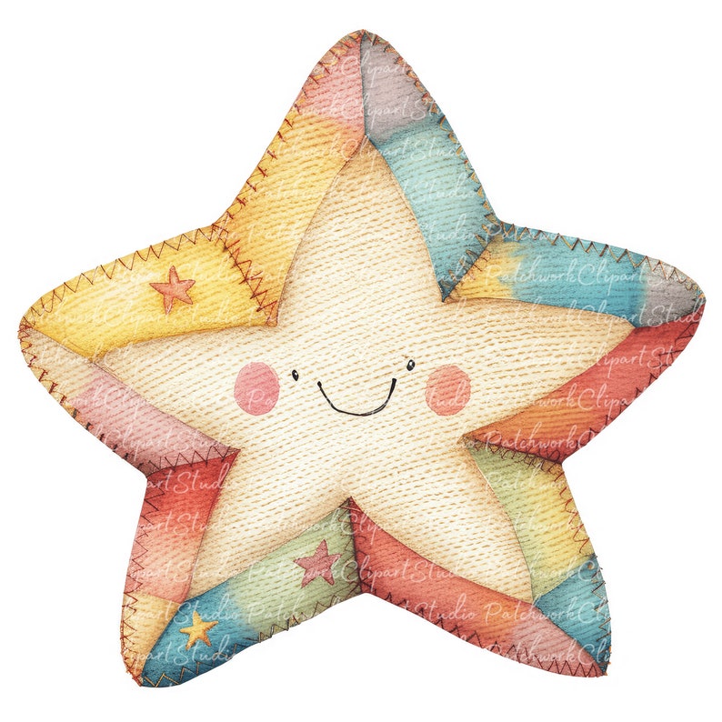 10 Star Clipart Bundle, PNG & JPG, Printable Patchwork Stars ...