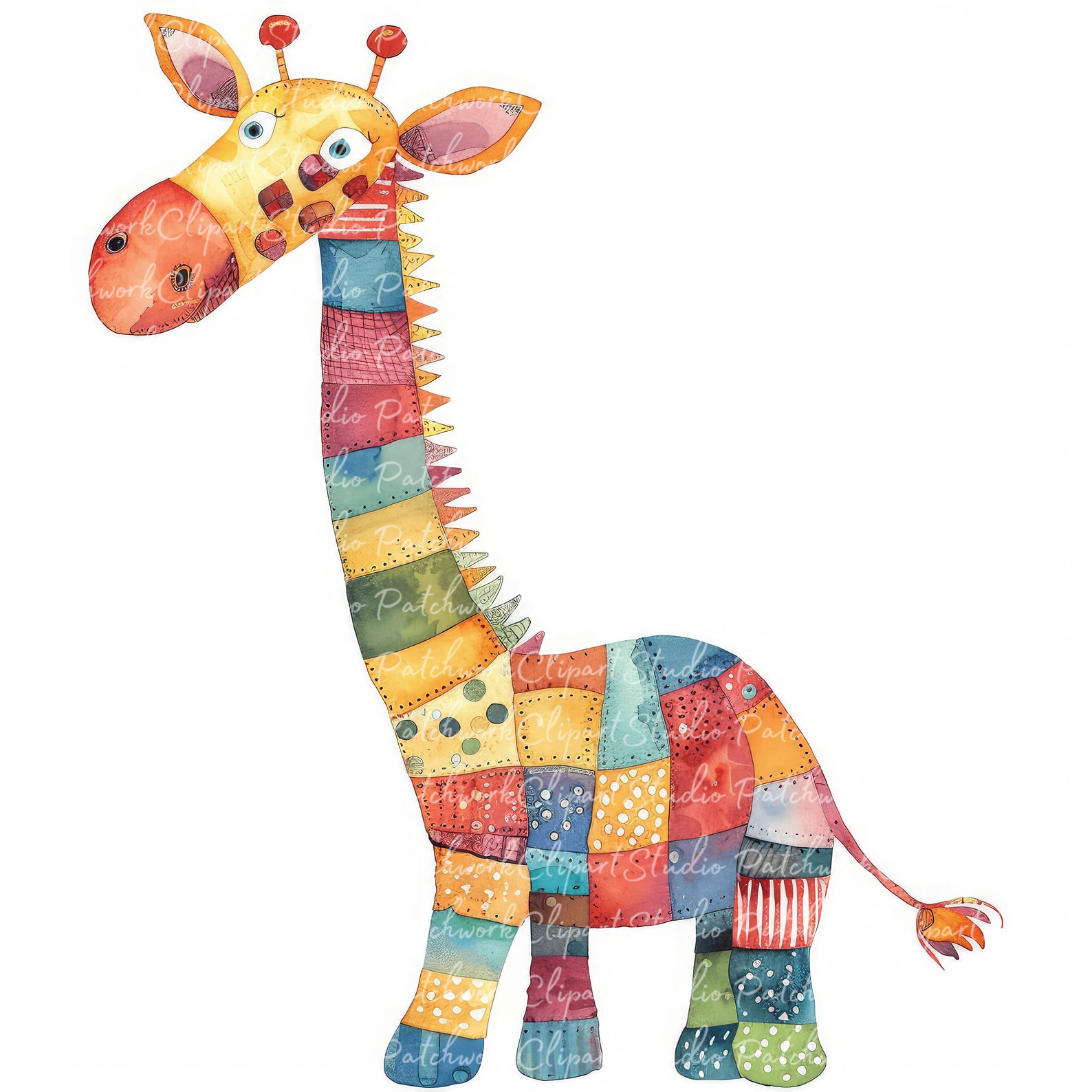 10 Giraffes Clipart Bundle, PNG & JPG, Printable Patchwork Giraffe ...