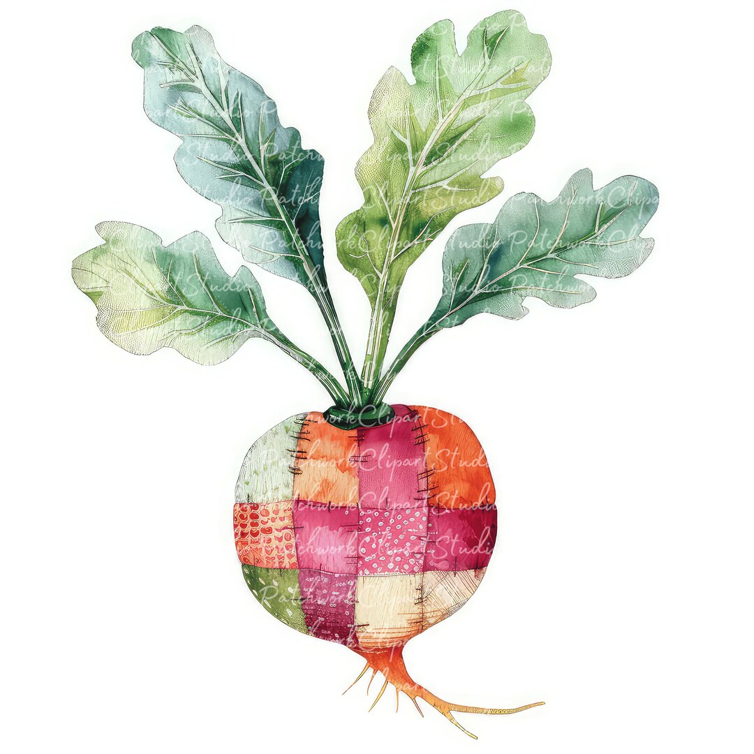 10 Radish Clipart Bundle, PNG & JPG, Printable Patchwork Radishes ...