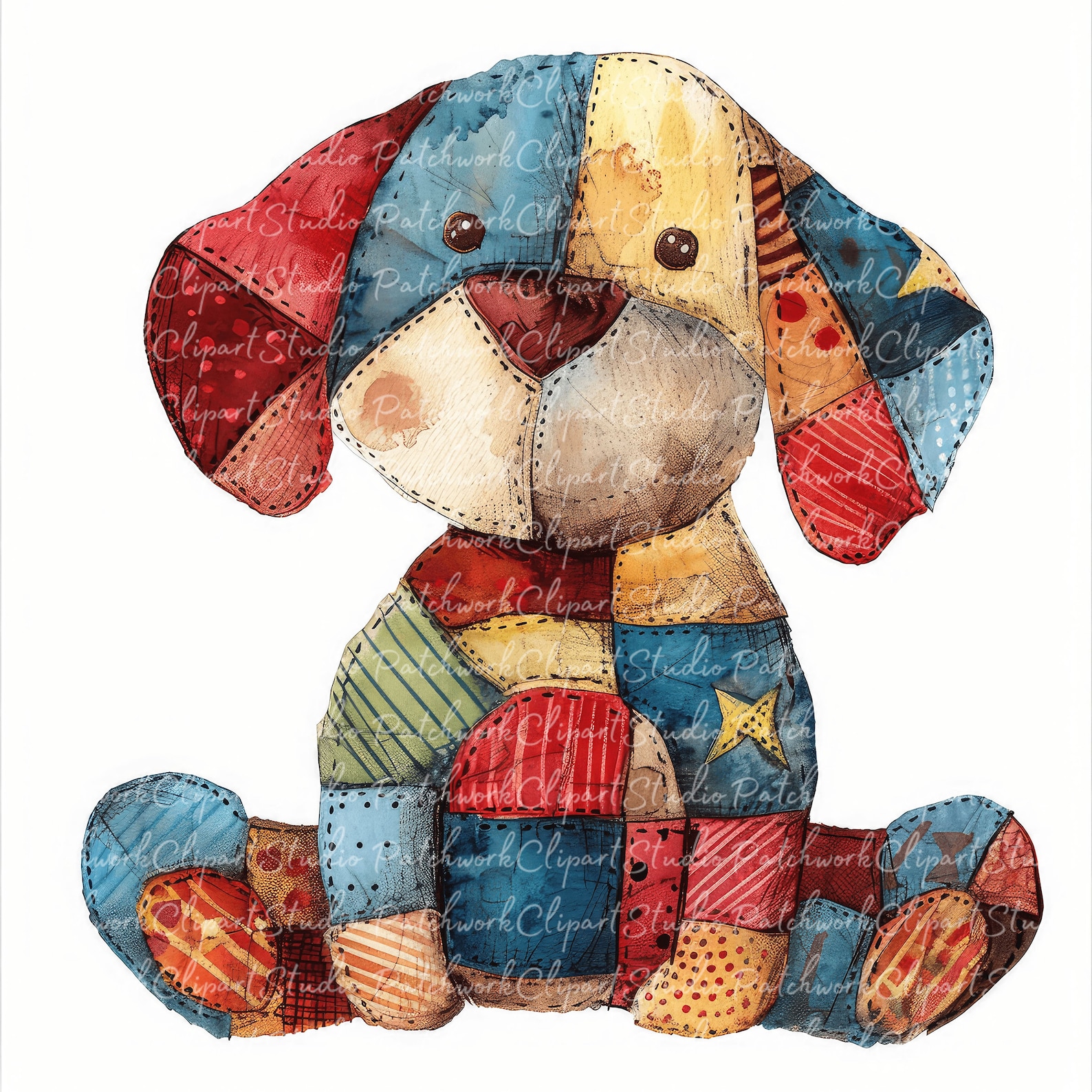 10 Dogs Clipart Bundle, PNG & JPG, Printable Patchwork Dog ...