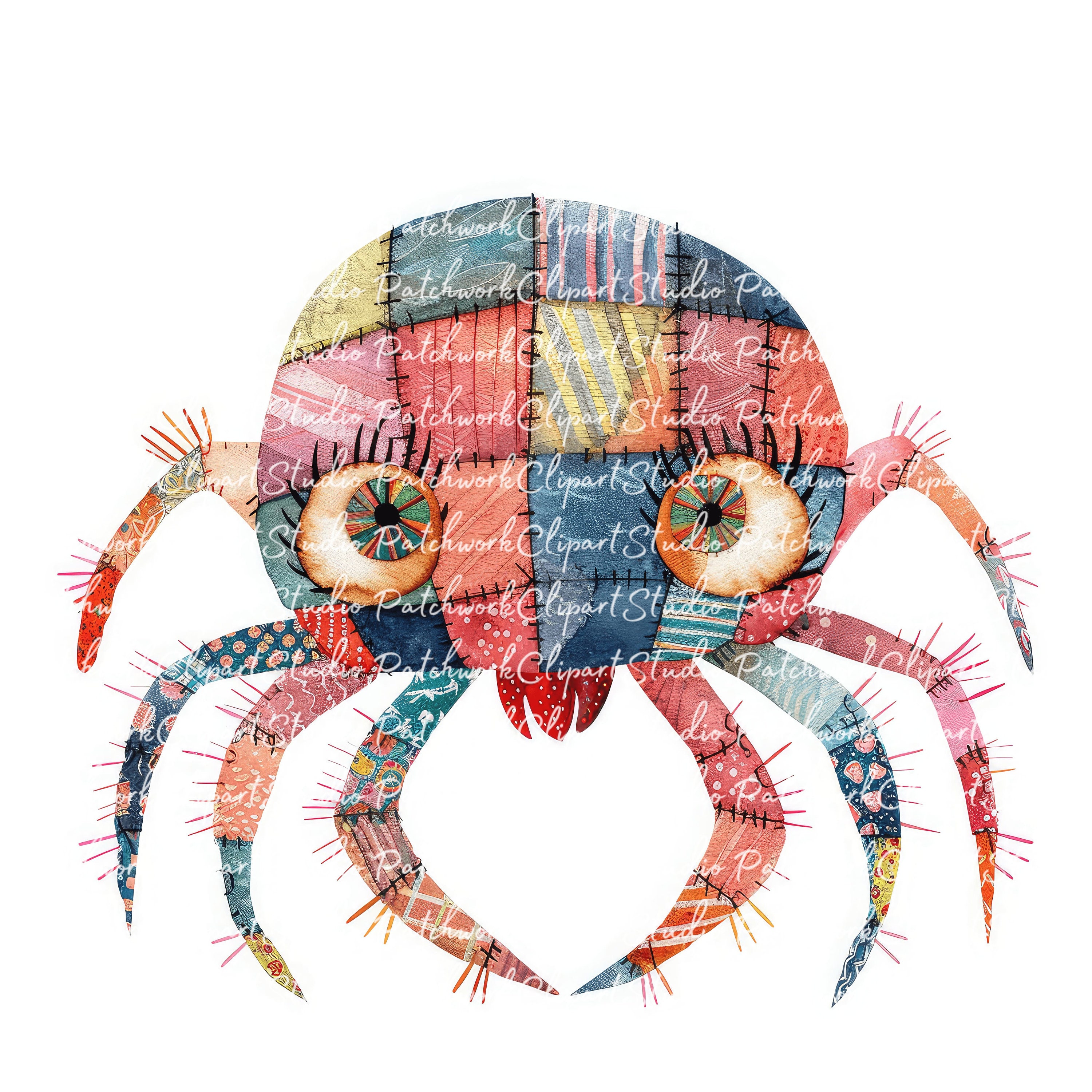 10 Spiders Clipart Bundle, PNG & JPG, Printable Patchwork Spider ...