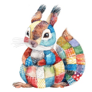 10 Squirrels Clipart Bundle, PNG & JPG, Printable Patchwork Squirrel ...