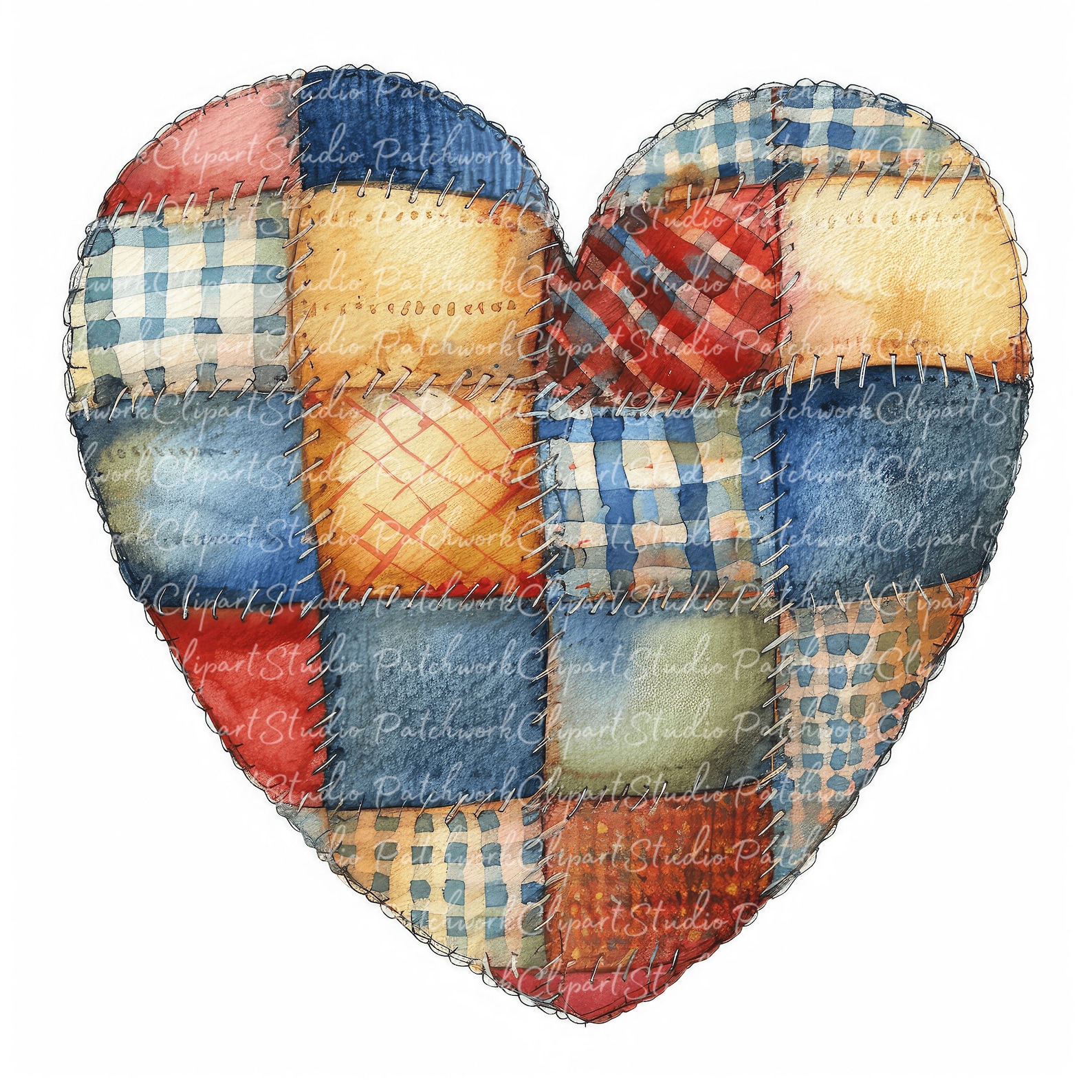10 Hearts Clipart Bundle, PNG & JPG, Printable Patchwork Heart ...