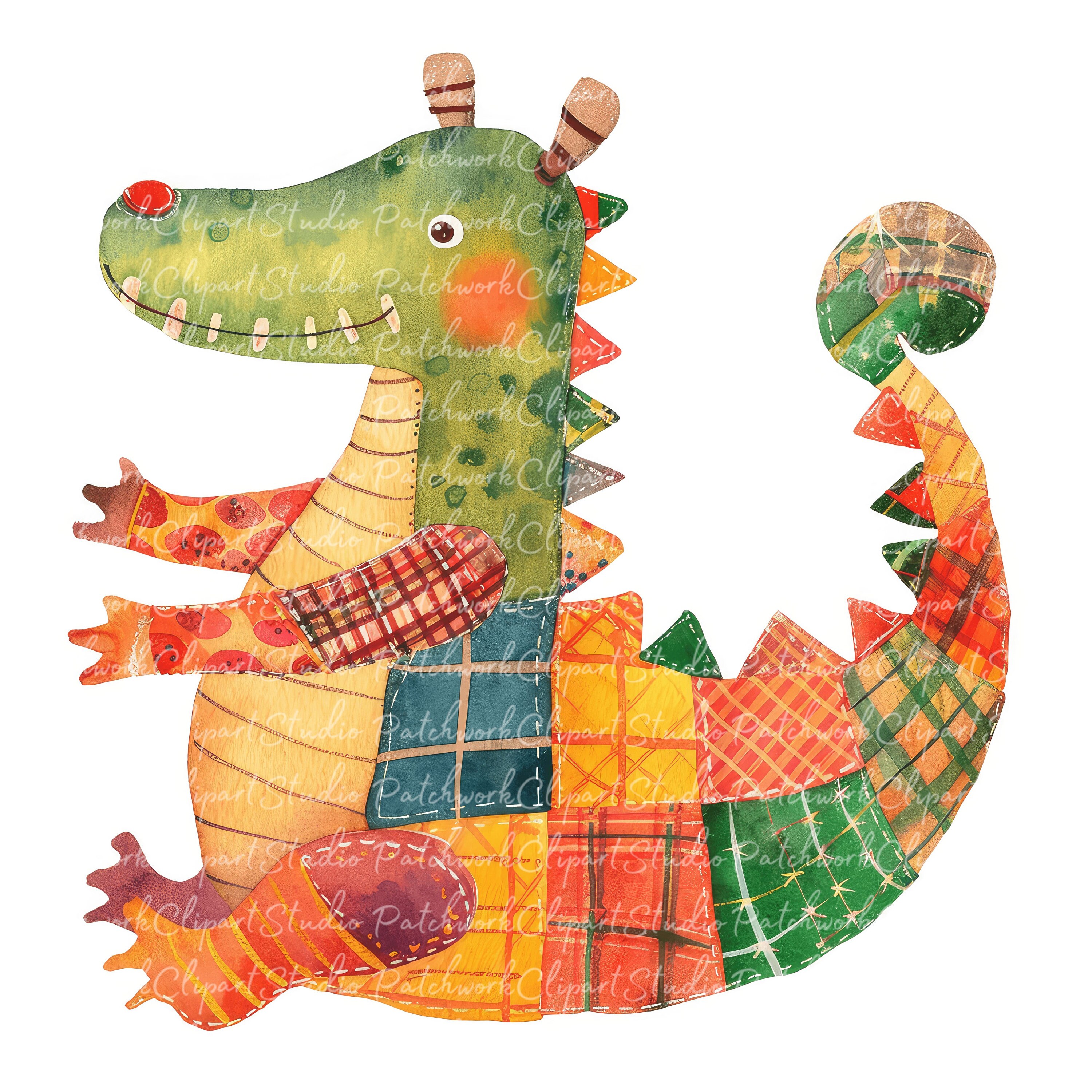 10 Crocodiles Clipart Bundle, PNG & JPG, Printable Patchwork Crocodile ...