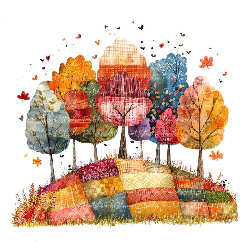10 Autumn Forest Clipart Bundle, PNG & JPG Printable Patchwork, Forest ...