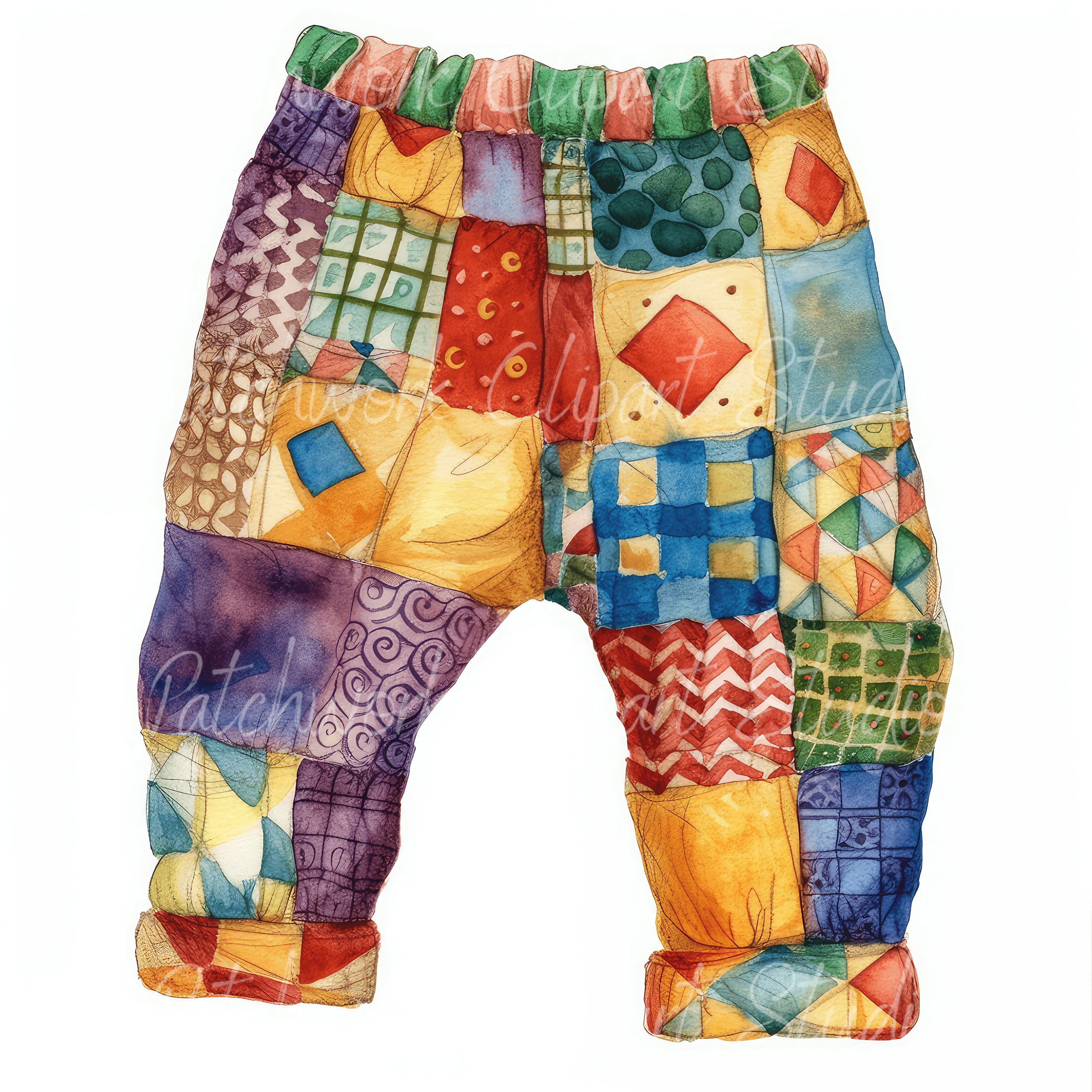 Pants Clipart Bundle, Printable Kids' Pants, Cute Quilted Fabric ...