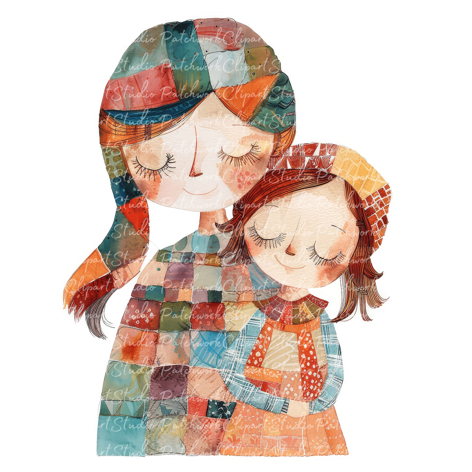 10 Mother and Daughter Clipart Bundle, PNG & JPG, Printable Patchwork ...