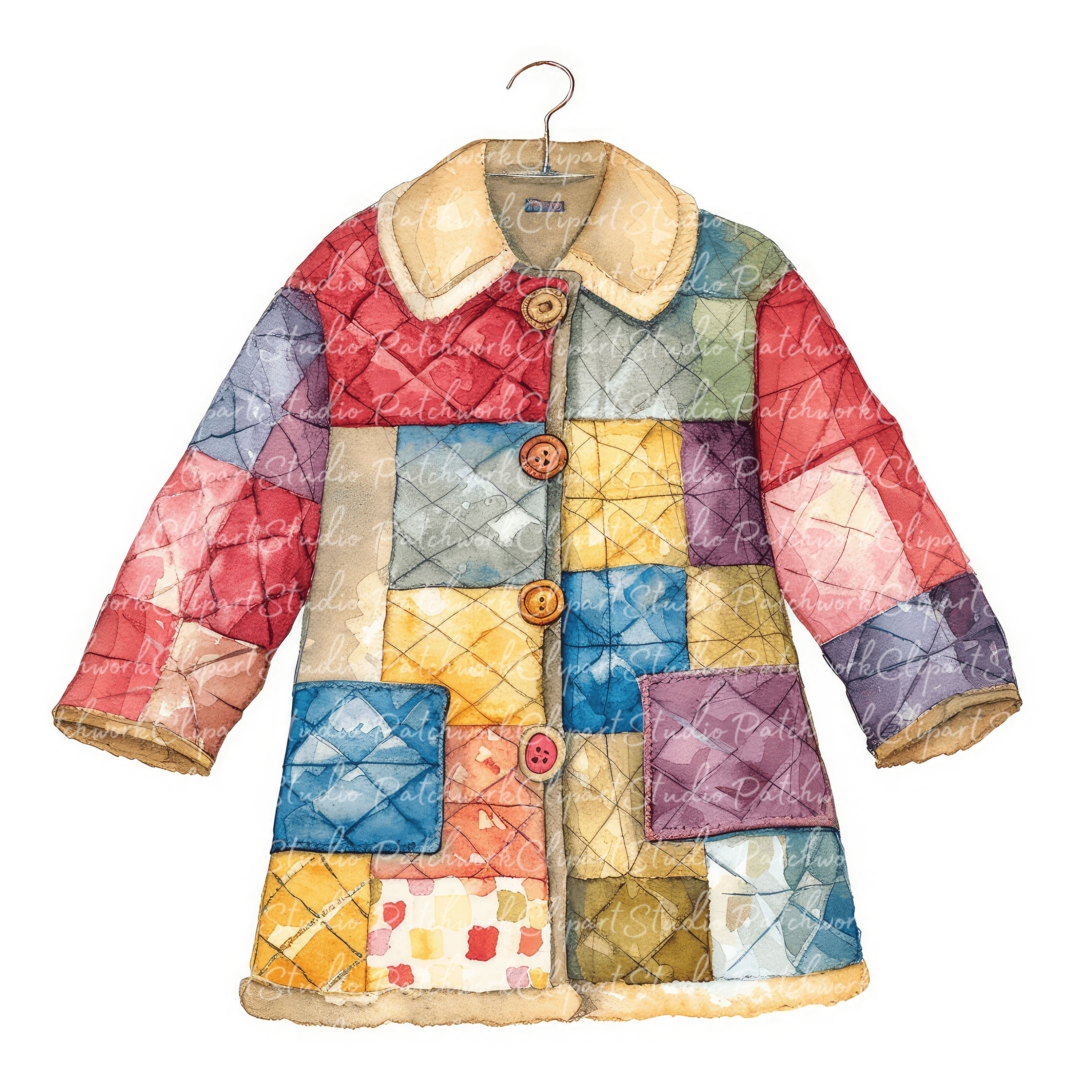 10 Coats Clipart Bundle, Printable Patchwork Kids' Coat, Quilted Fabric ...