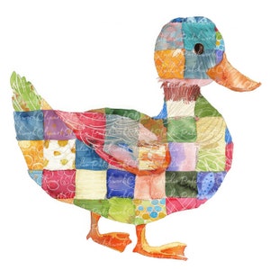 10 Ducks Clipart Bundle, PNG & JPG, Printable Patchwork Duck ...