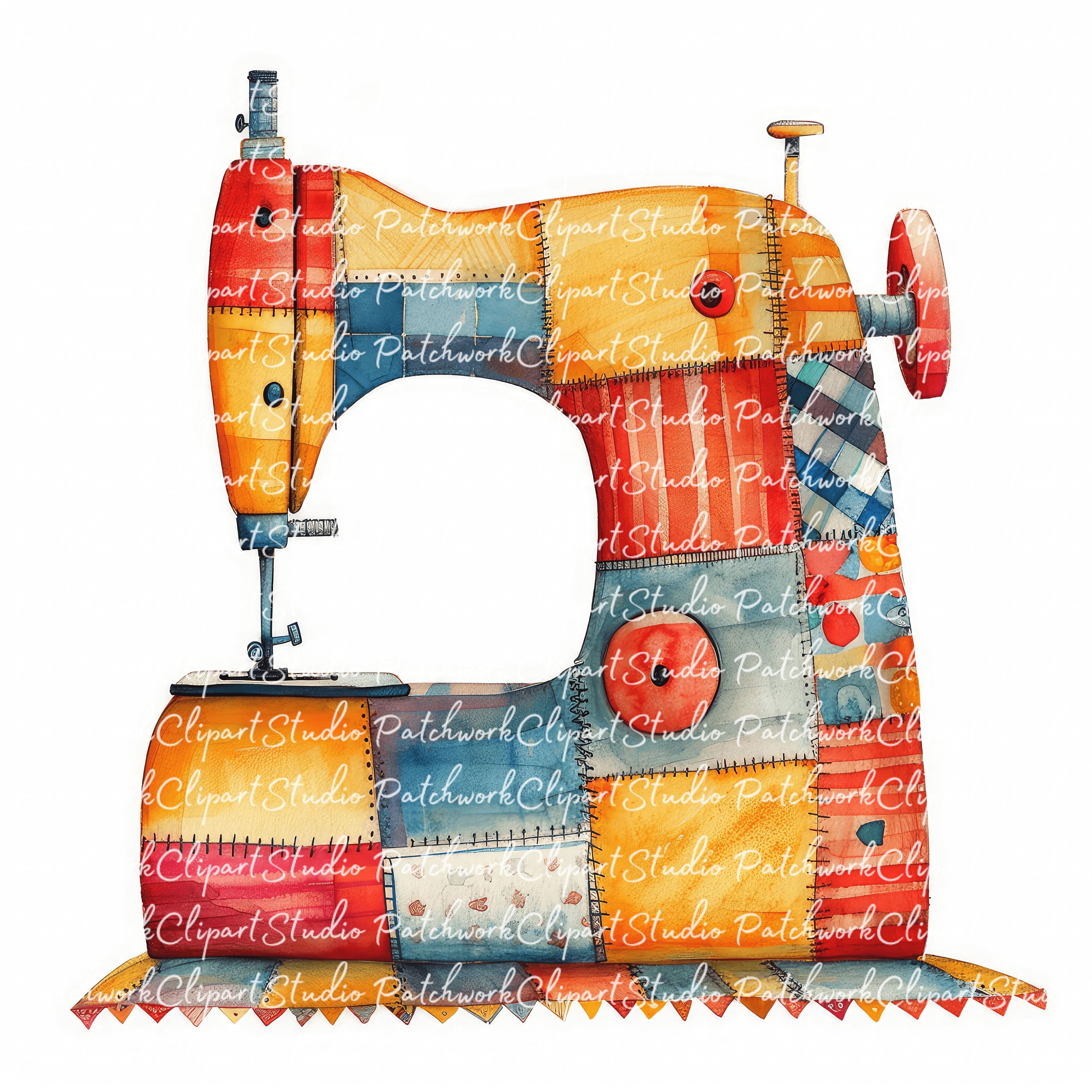 10 Sewing Machines Clipart Bundle, PNG & JPG, Printable Patchwork ...