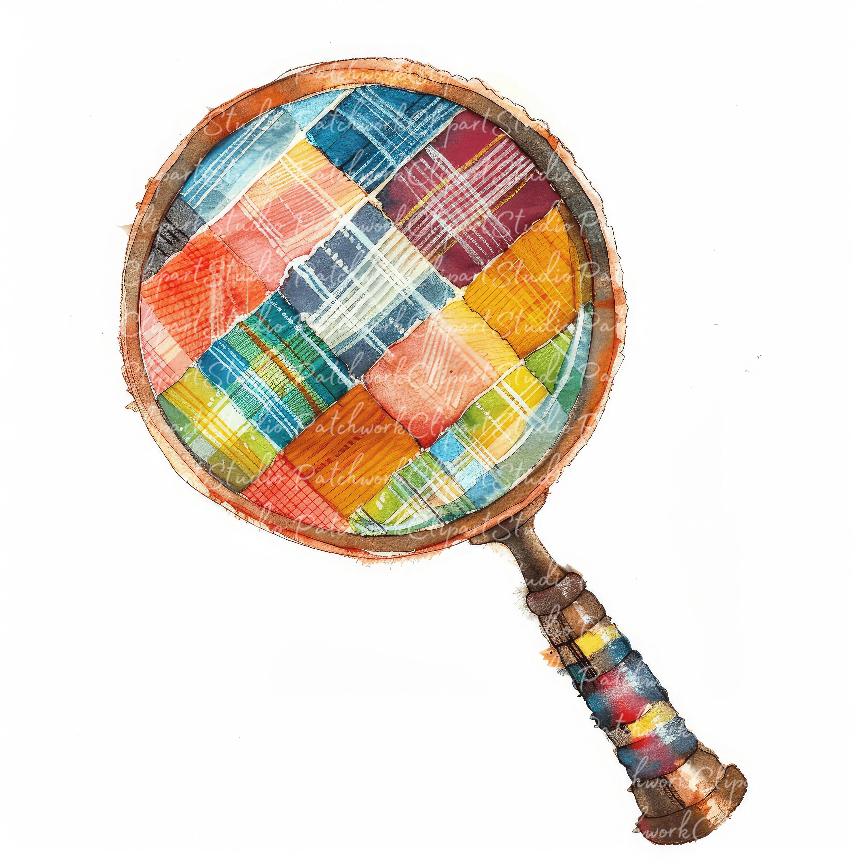 10 Magnifying Glass Clipart Bundle, PNG & JPG, Printable Patchwork ...