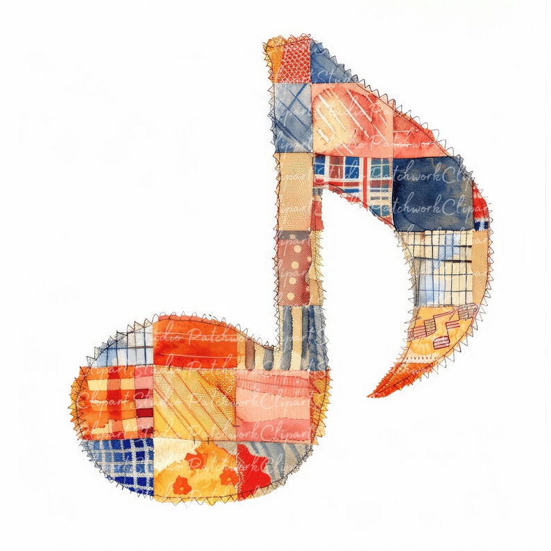 10 Musical Notes Clipart Bundle, PNG & JPG, Printable Patchwork ...