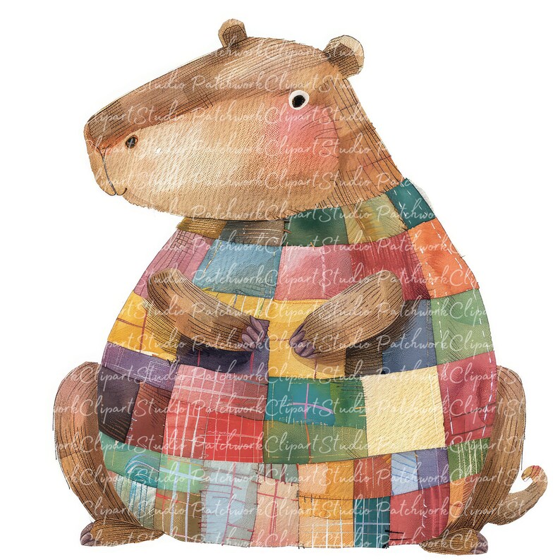 10 Capybaras Clipart Bundle, PNG & JPG, Printable Patchwork Capybara ...