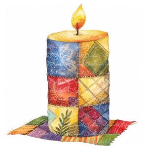 10 Candles Clipart Bundle, PNG & JPG, Printable Patchwork Candle ...