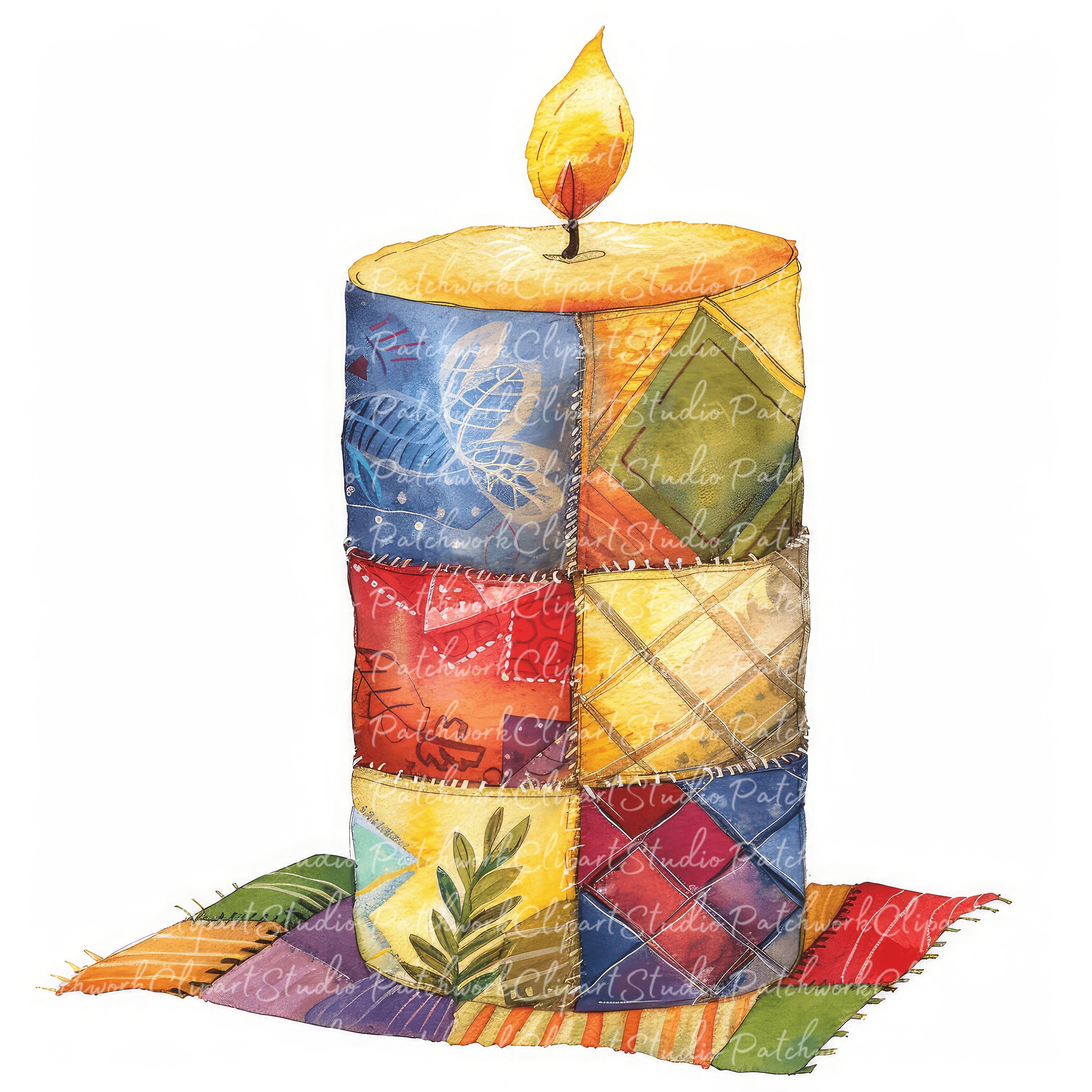 10 Candles Clipart Bundle, PNG & JPG, Printable Patchwork Candle ...