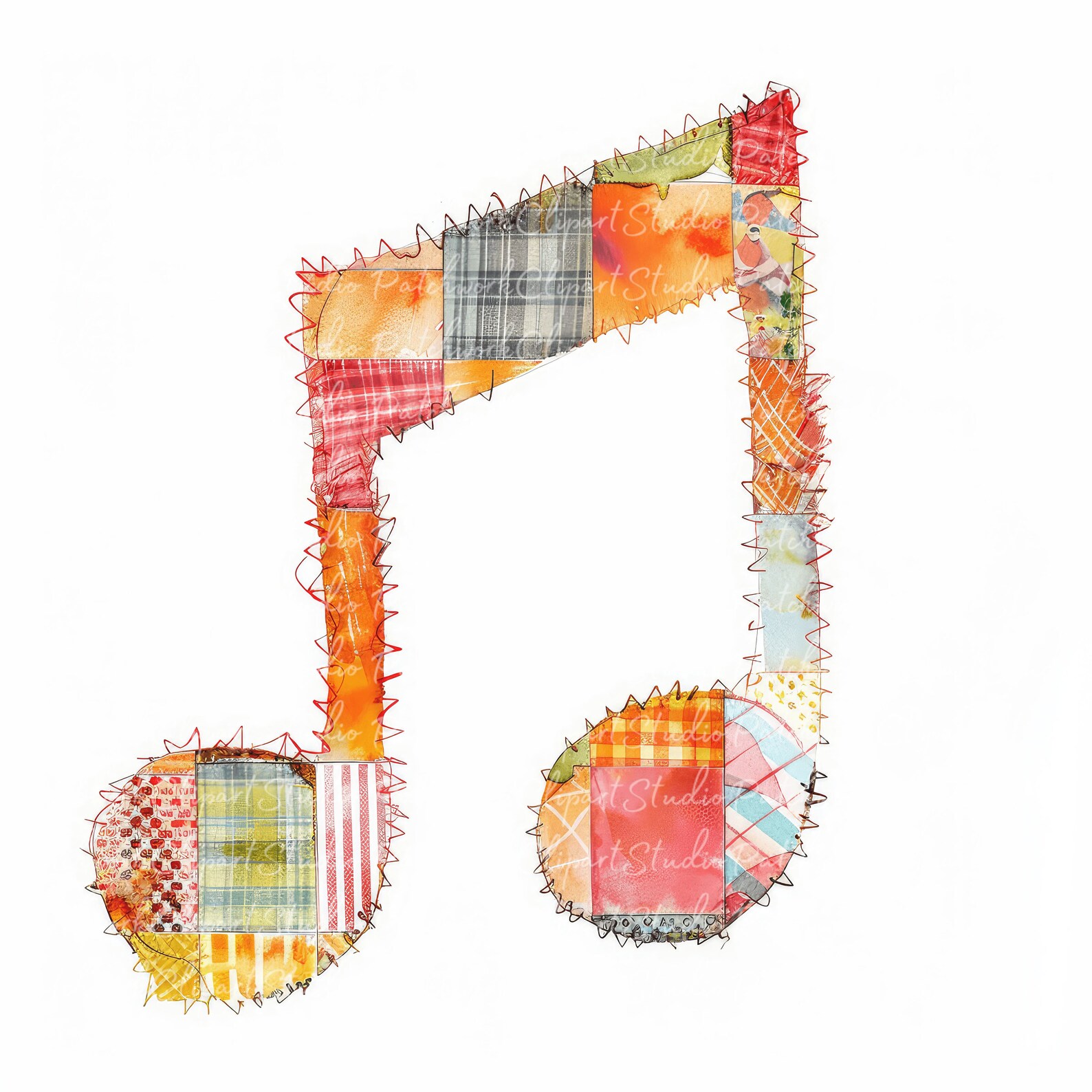 10 Musical Notes Clipart Bundle, PNG & JPG, Printable Patchwork ...