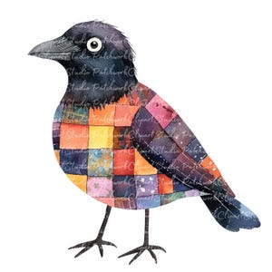 10 Crow Clipart Bundle, PNG & JPG, Printable Patchwork, Black Bird ...