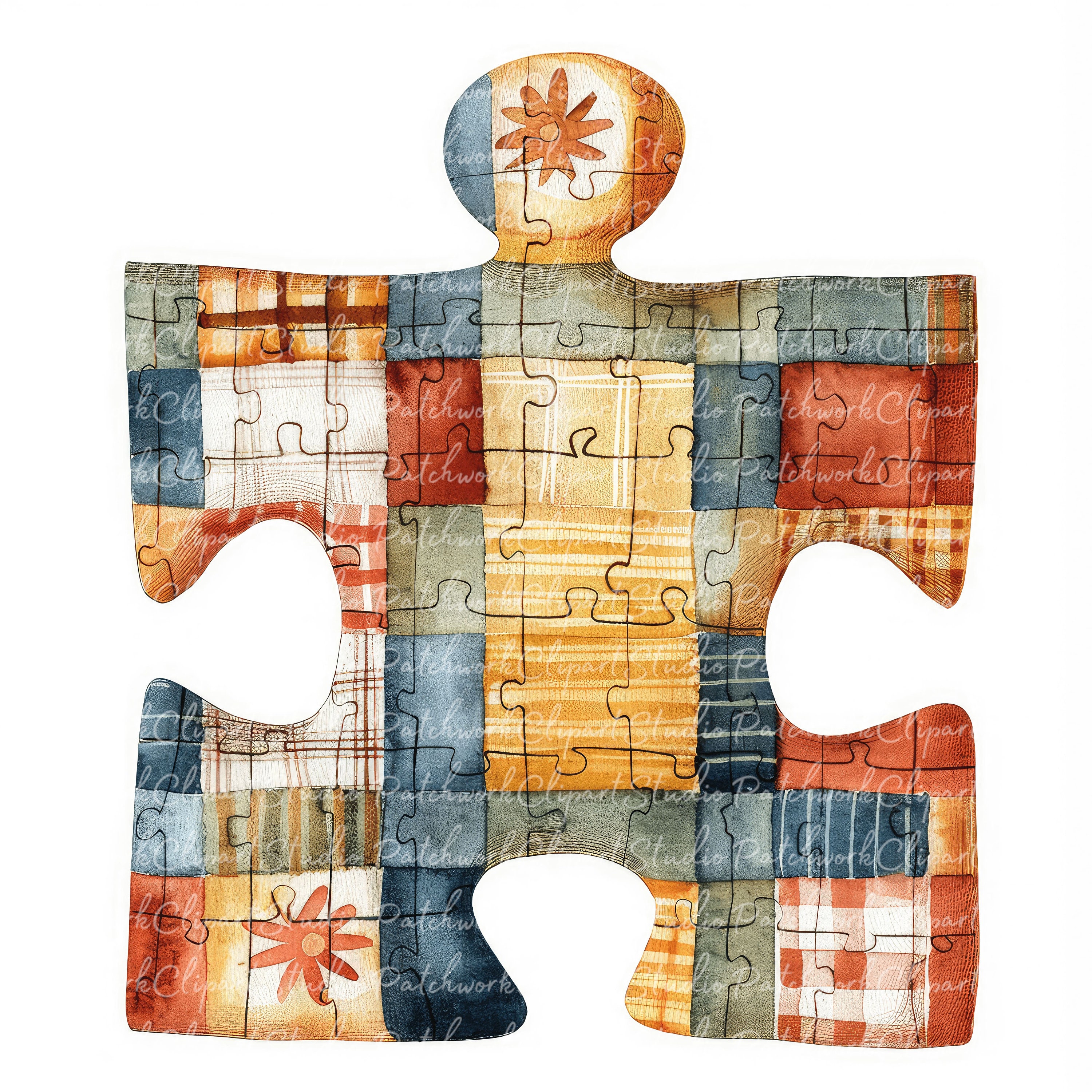 10 Puzzle Piece Clipart Bundle, PNG & JPG, Illustrations, Printable ...