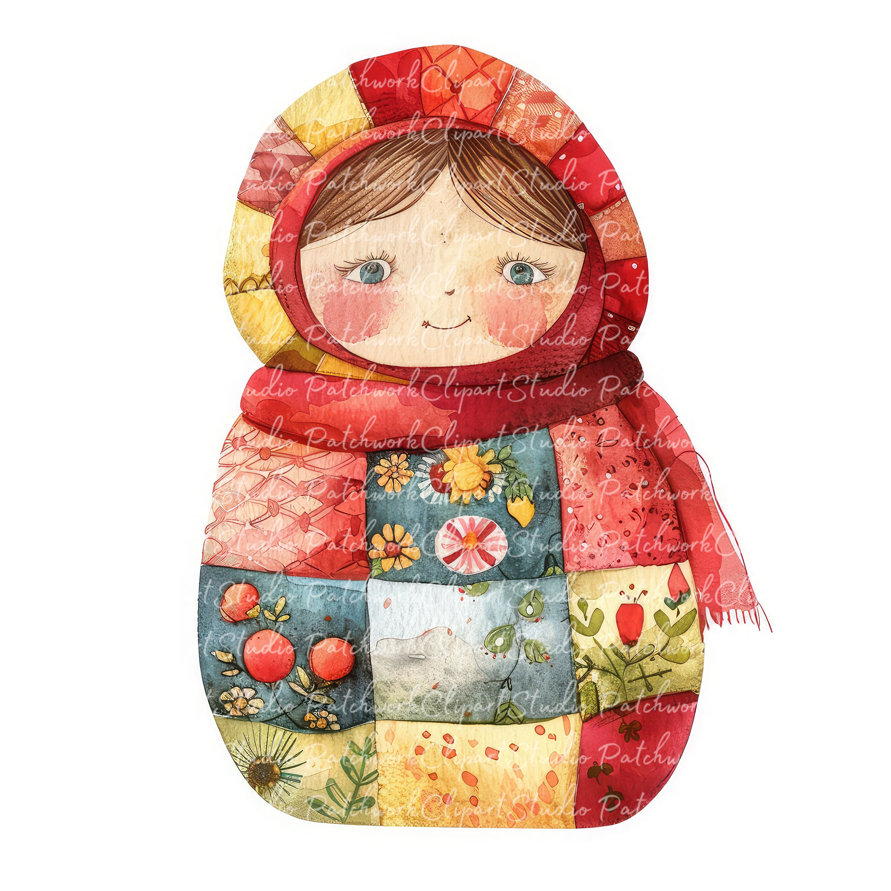 10 Matryoshka Doll Clipart Bundle, PNG & JPG, Printable Patchwork Doll ...