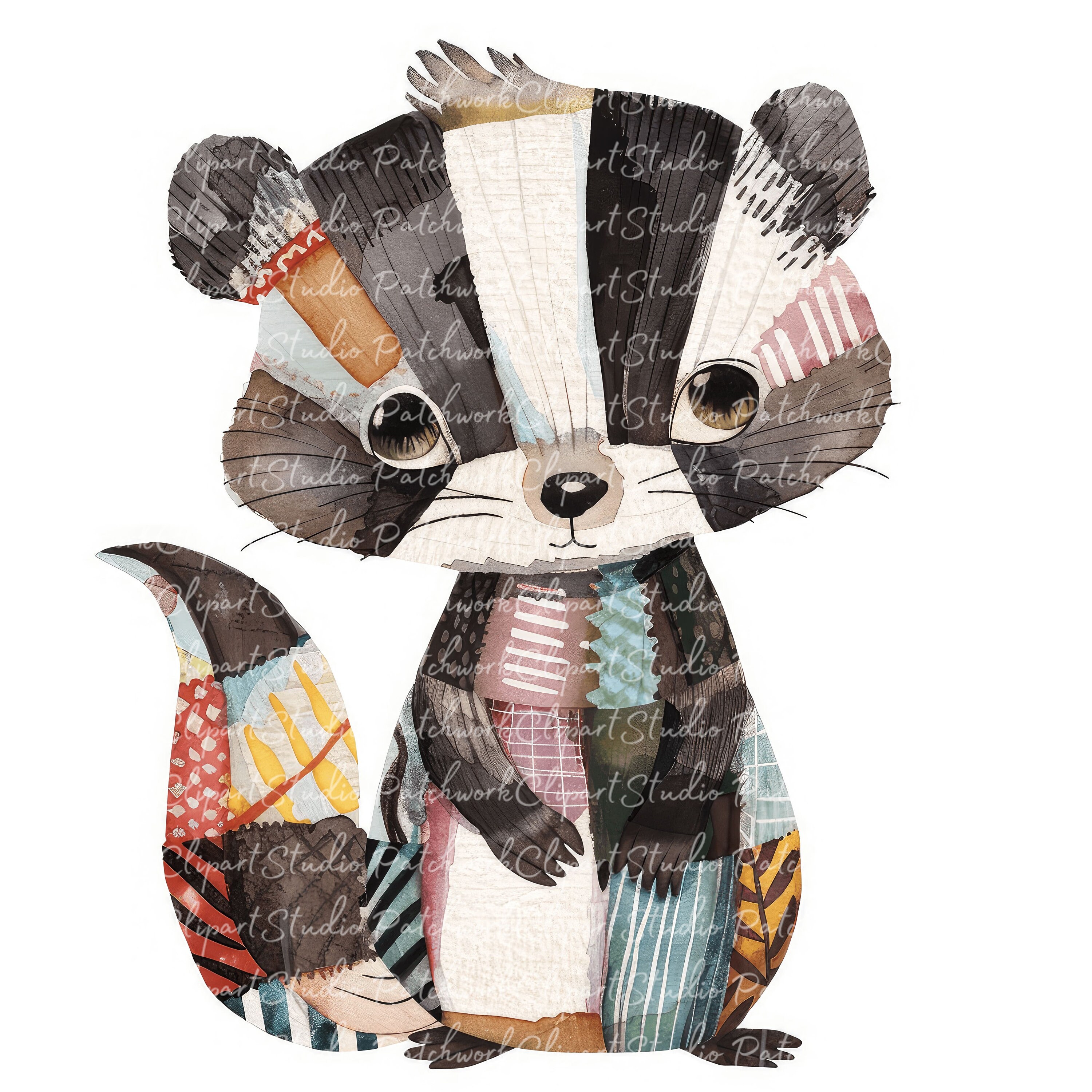 10 Skunk Clipart Bundle, PNG & JPG, Printable Patchwork Skunks ...