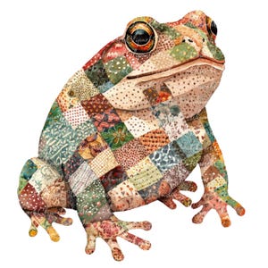 10 Toad Clipart Bundle, PNG & JPG, Printable Patchwork Toad ...