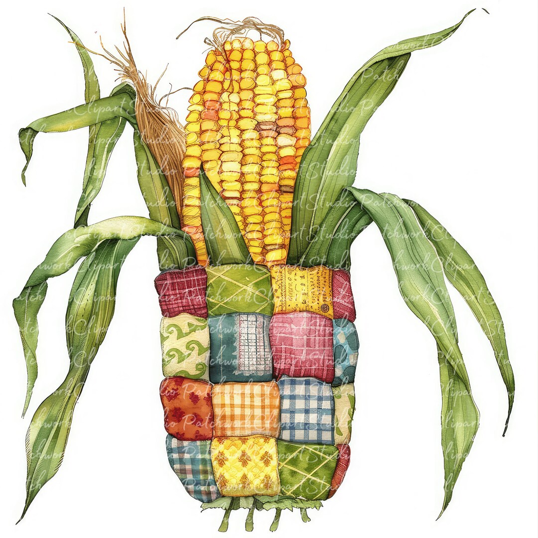 10 Corn on the Cob Clipart Bundle, PNG & JPG, Printable Patchwork ...