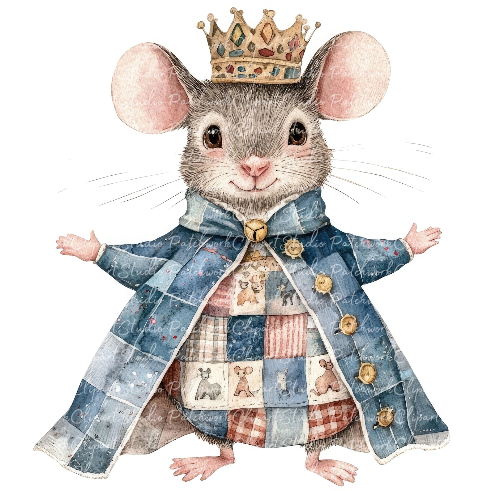 8 Mouse King Clipart Bundle, PNG & JPG, Printable Patchwork ...