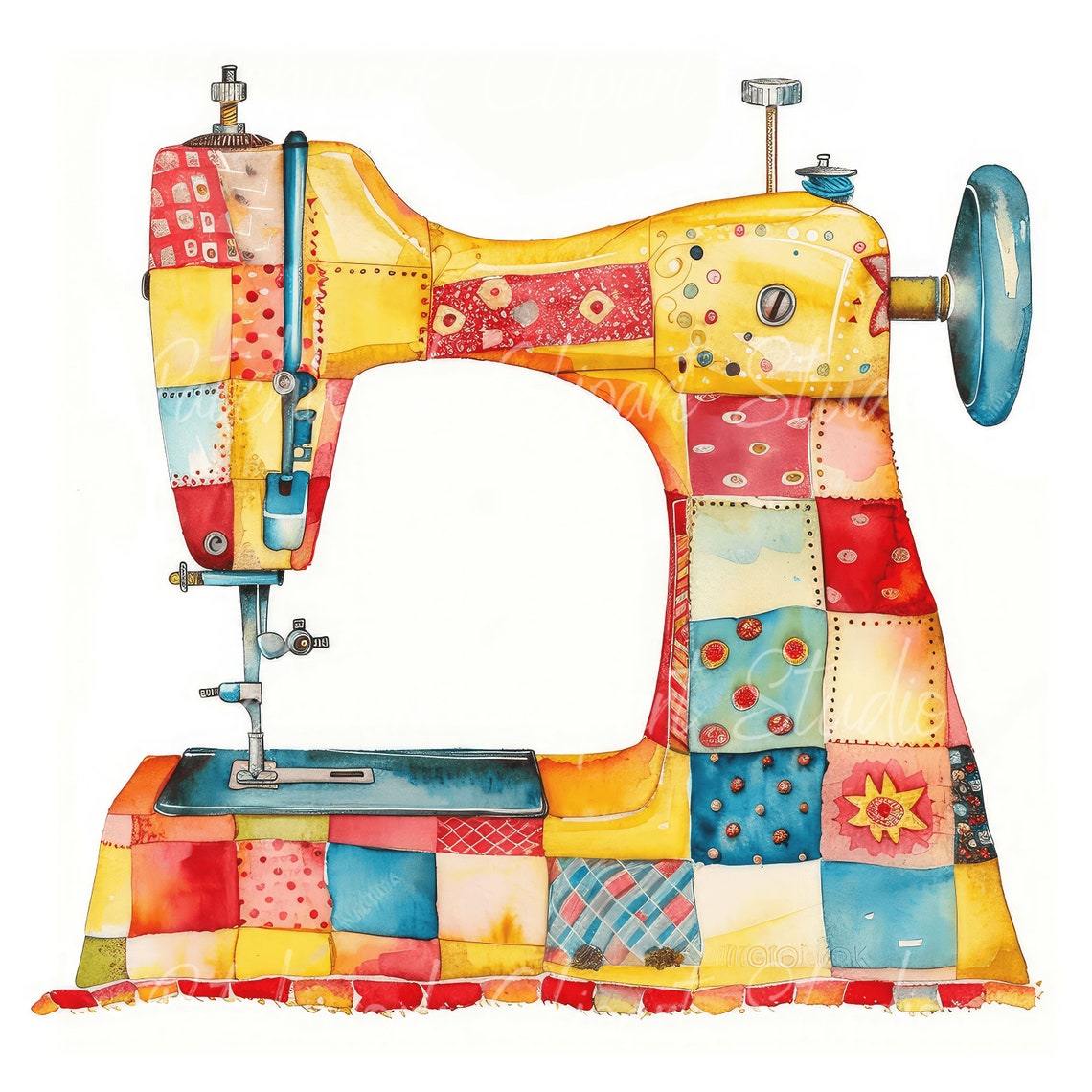 Patchwork Sewing Machines Clipart Bundle, Printable Sewing Machine ...