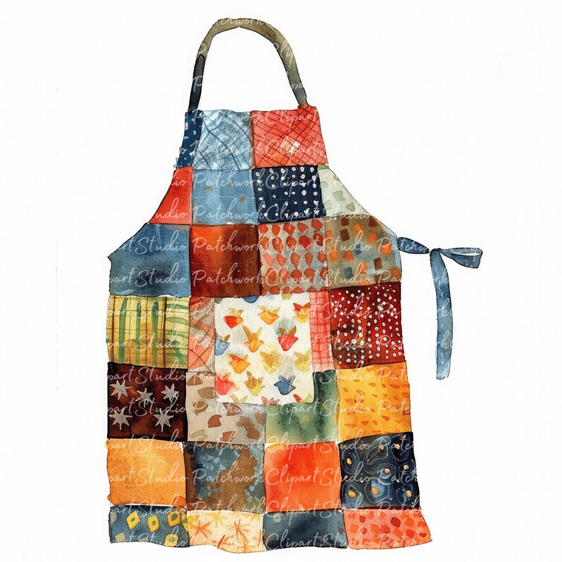 10 Aprons Clipart Bundle, PNG & JPG, Printable Patchwork Apron ...