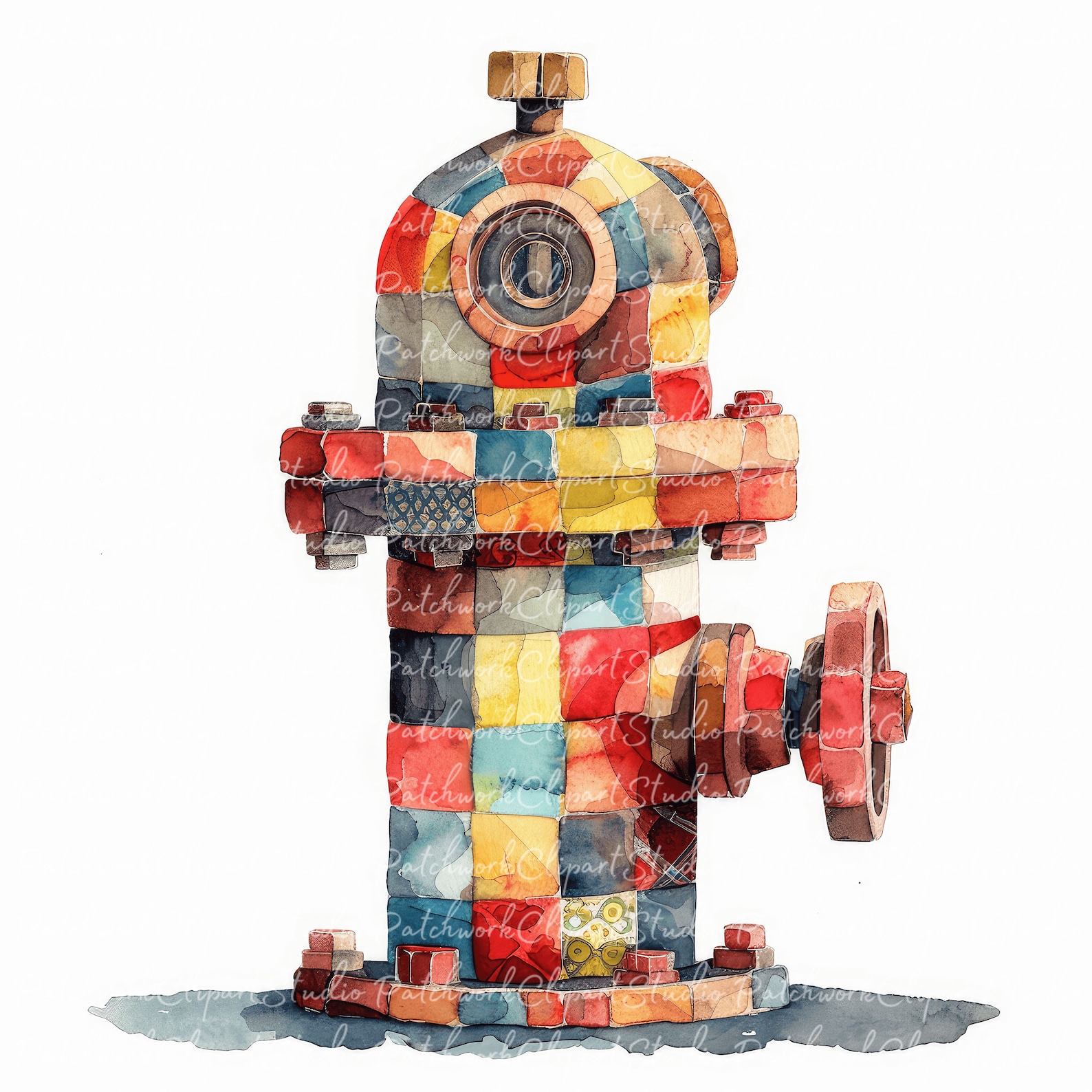 10 Fire Hydrants Clipart Bundle, PNG & JPG, Printable Patchwork Fire ...