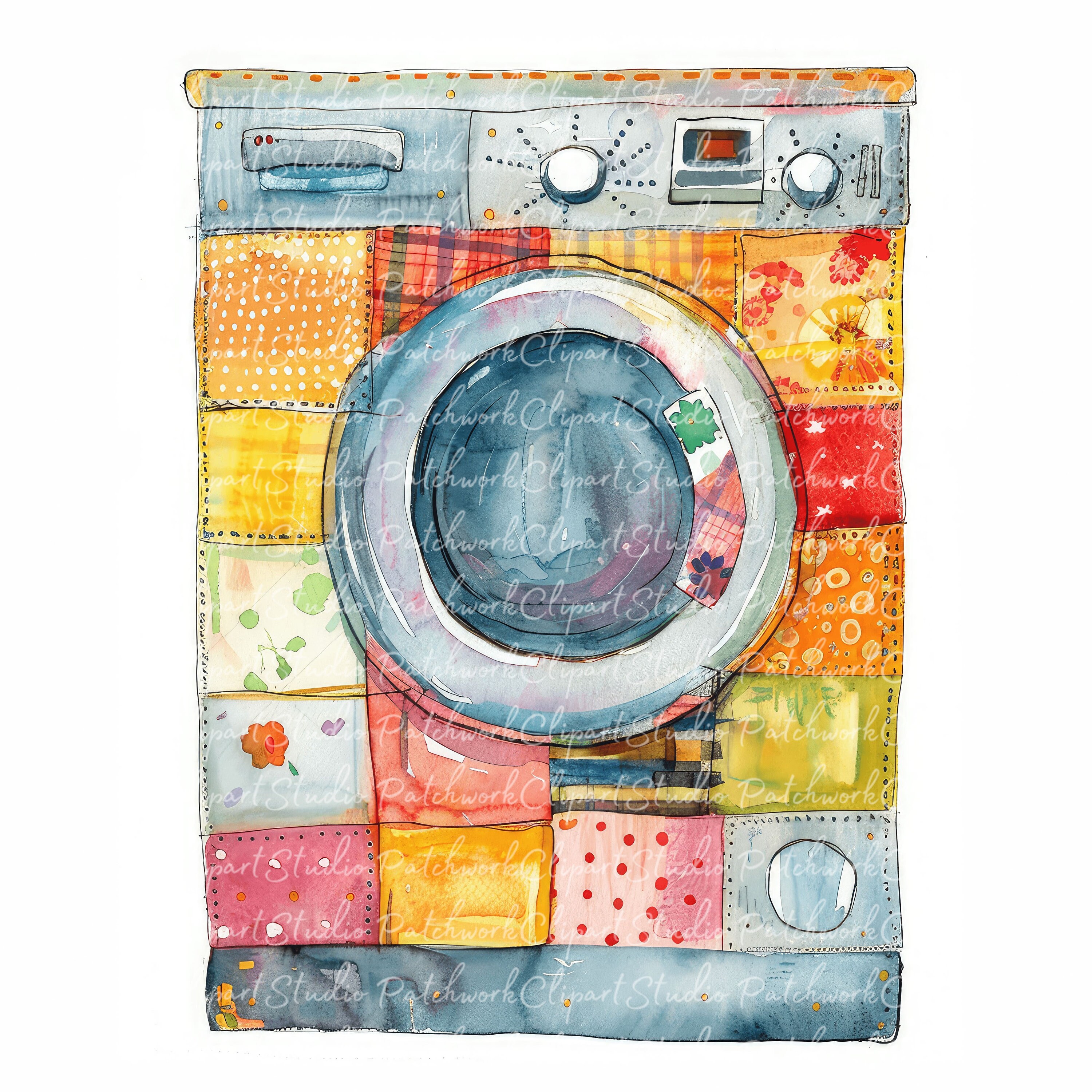 10 Washing Machine Clipart Bundle, PNG & JPG, Printable Patchwork ...