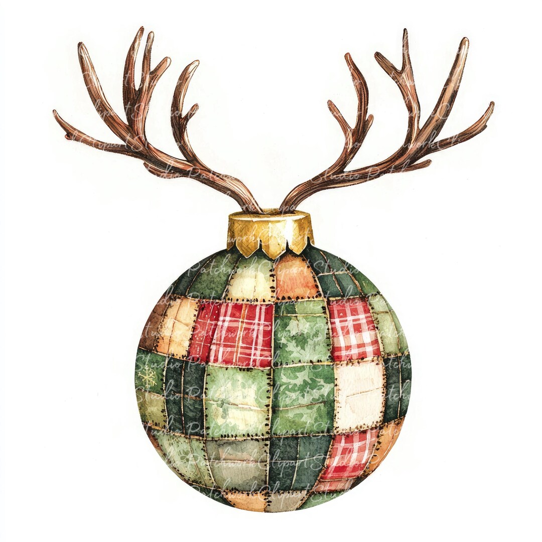 10 Christmas Bauble With Antlers Clipart Bundle, PNG & JPG, Printable ...
