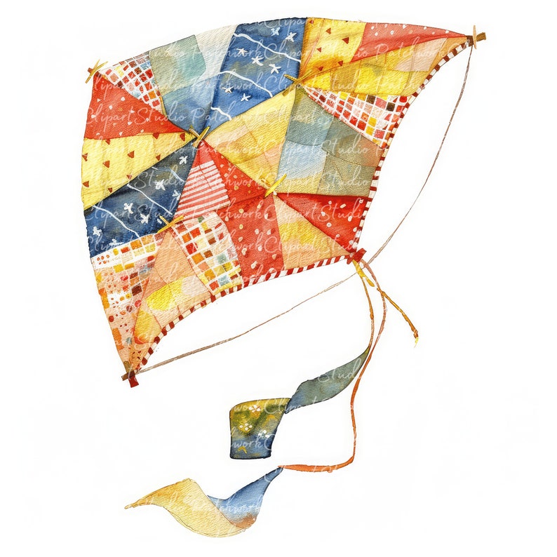 10 Kites Clipart Bundle, PNG & JPG, Printable Patchwork Kite ...