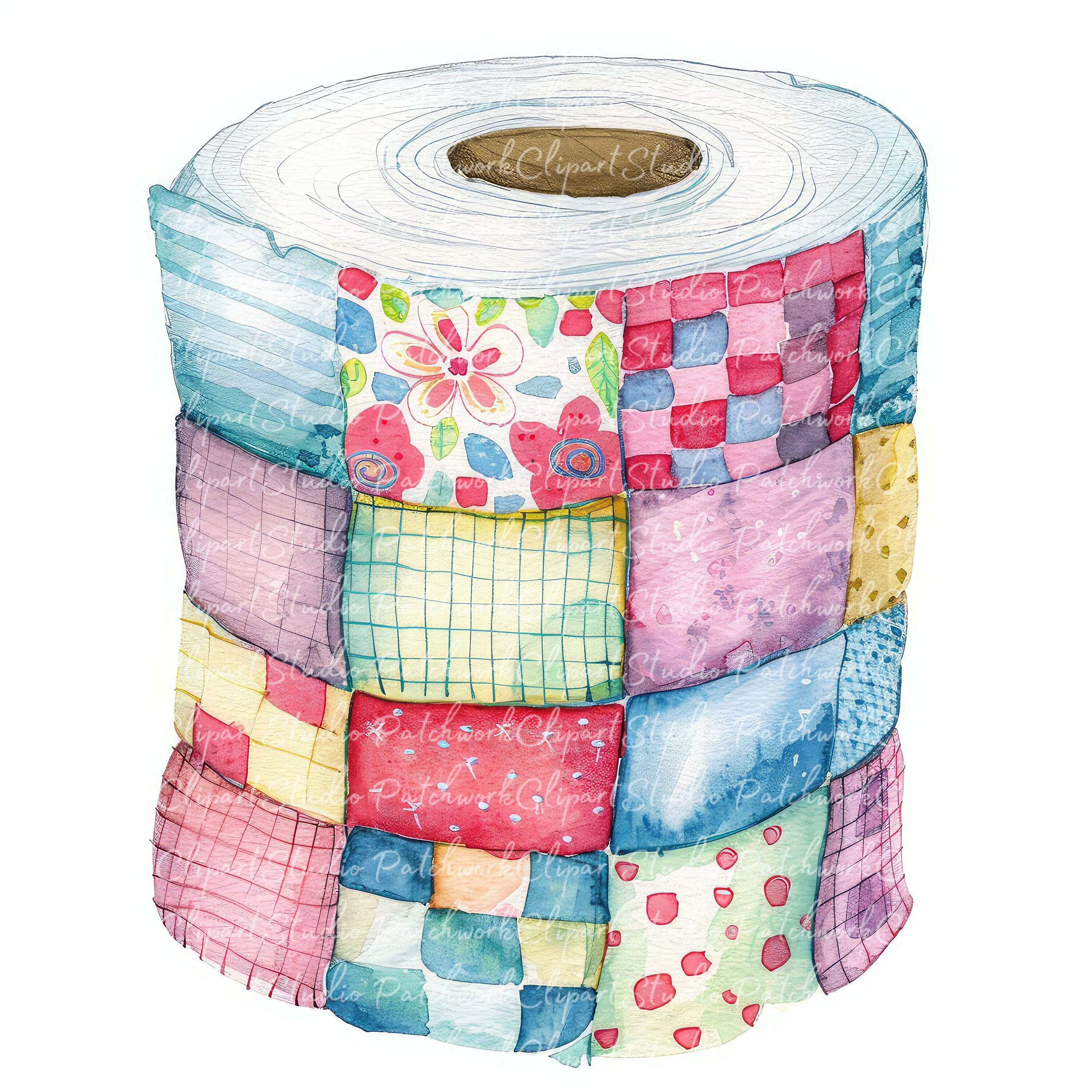 10 Toilet Paper Clipart Bundle, PNG & JPG, Printable Patchwork, Illustrations, Digital Download ...