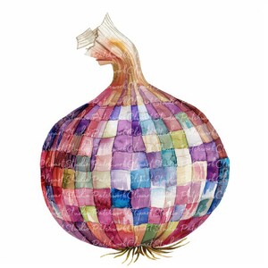 10 Onion Clipart Bundle, PNG & JPG, Printable Patchwork Onions ...