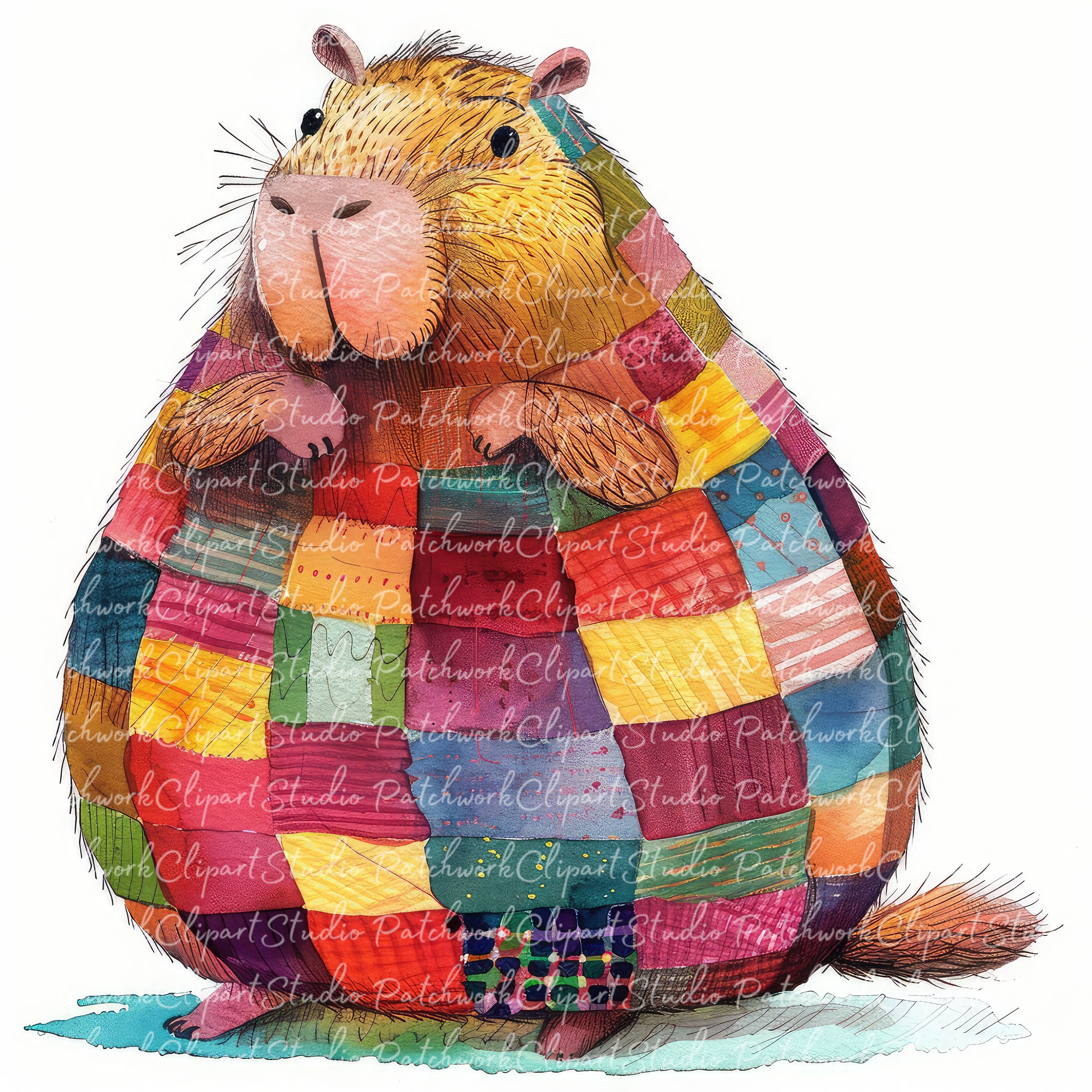10 Capybaras Clipart Bundle, PNG & JPG, Printable Patchwork Capybara ...