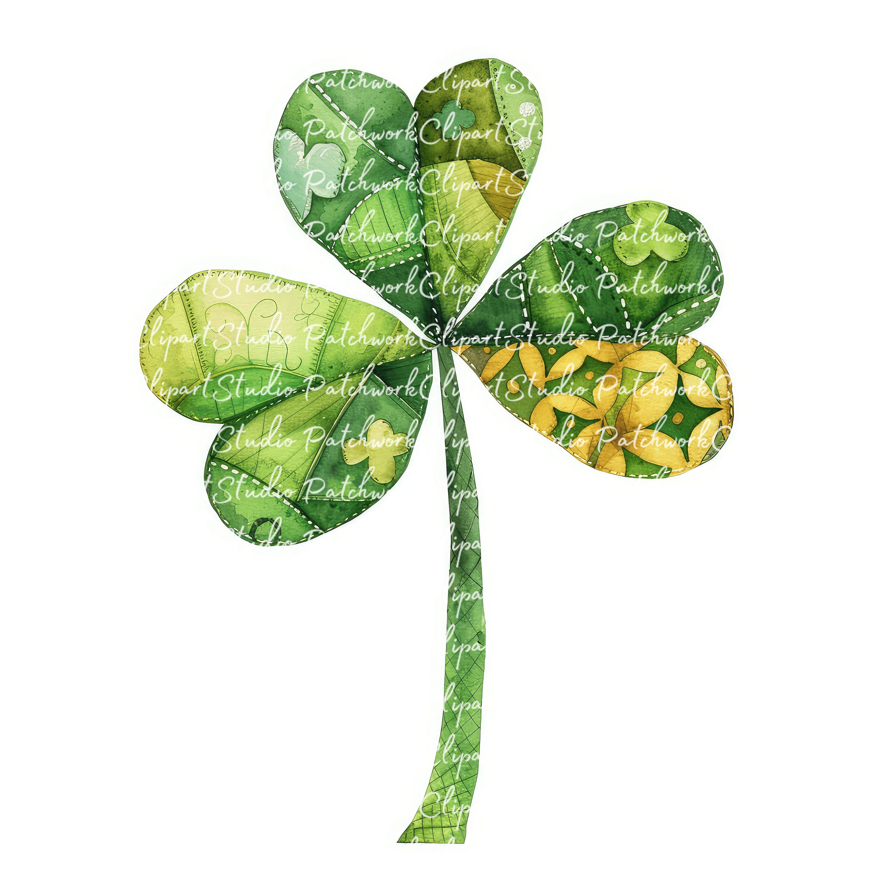 10 Shamrock Clipart Bundle, PNG & JPG, Printable Patchwork Shamrocks ...