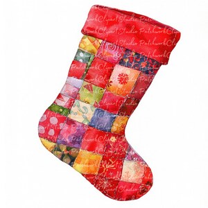 10 Christmas Stocking Clipart Bundle, PNG & JPG, Printable Patchwork ...