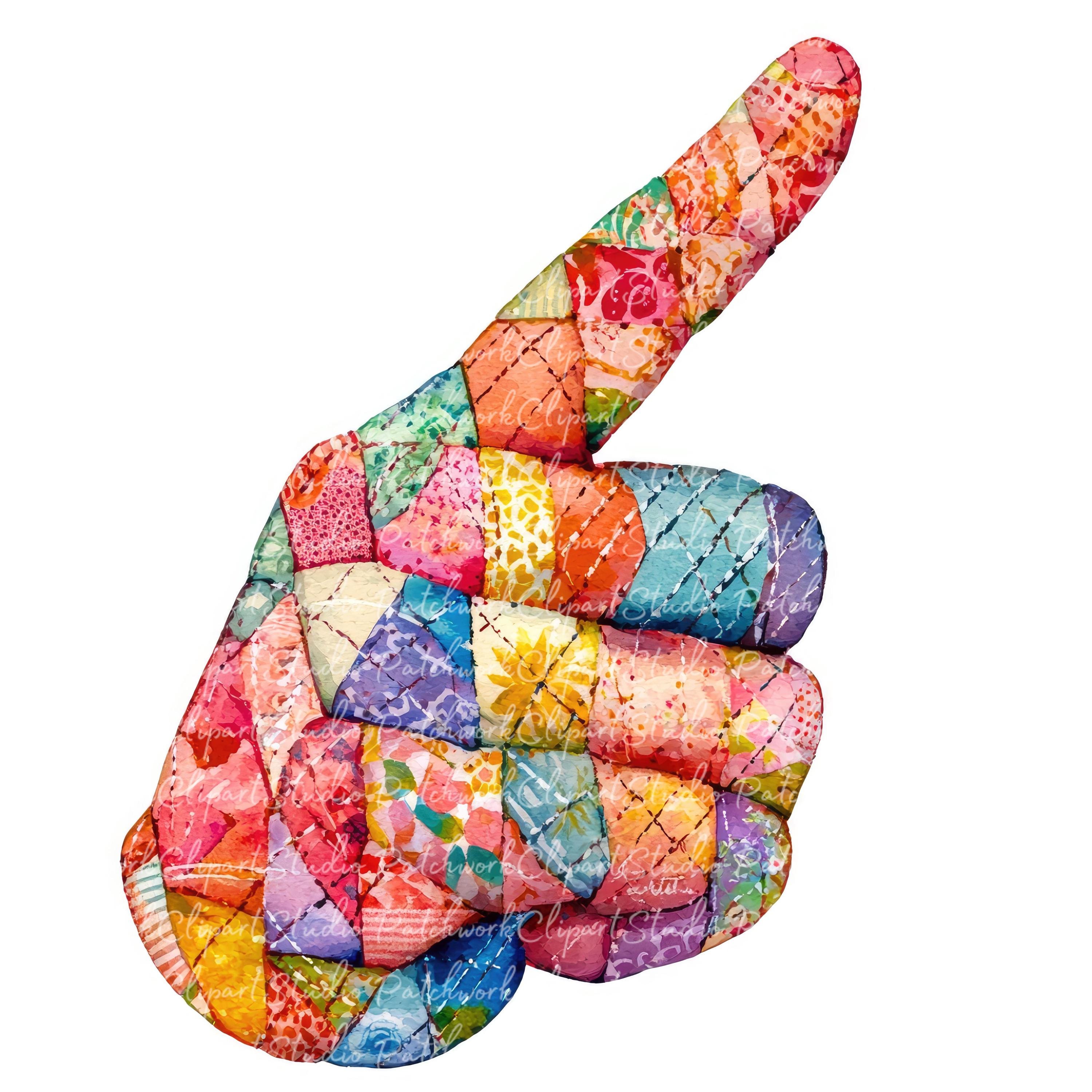 10 Hand Signs Clipart Bundle, PNG & JPG, Printable Patchwork Thumbs up ...