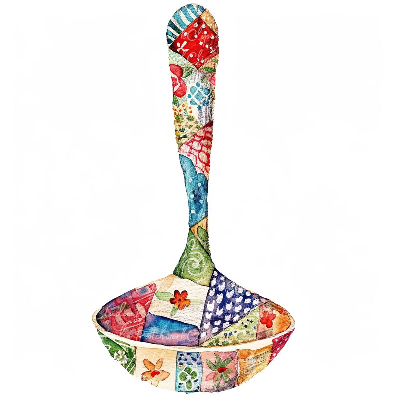 10 Ladles Clipart Bundle, PNG & JPG, Printable Patchwork Ladle ...