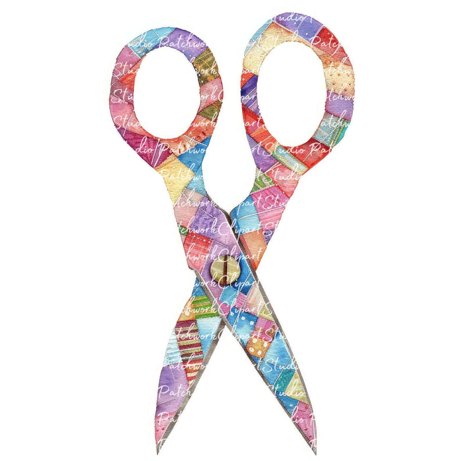 10 Scissors Clipart Bundle, PNG & JPG, Printable Patchwork Scissors ...