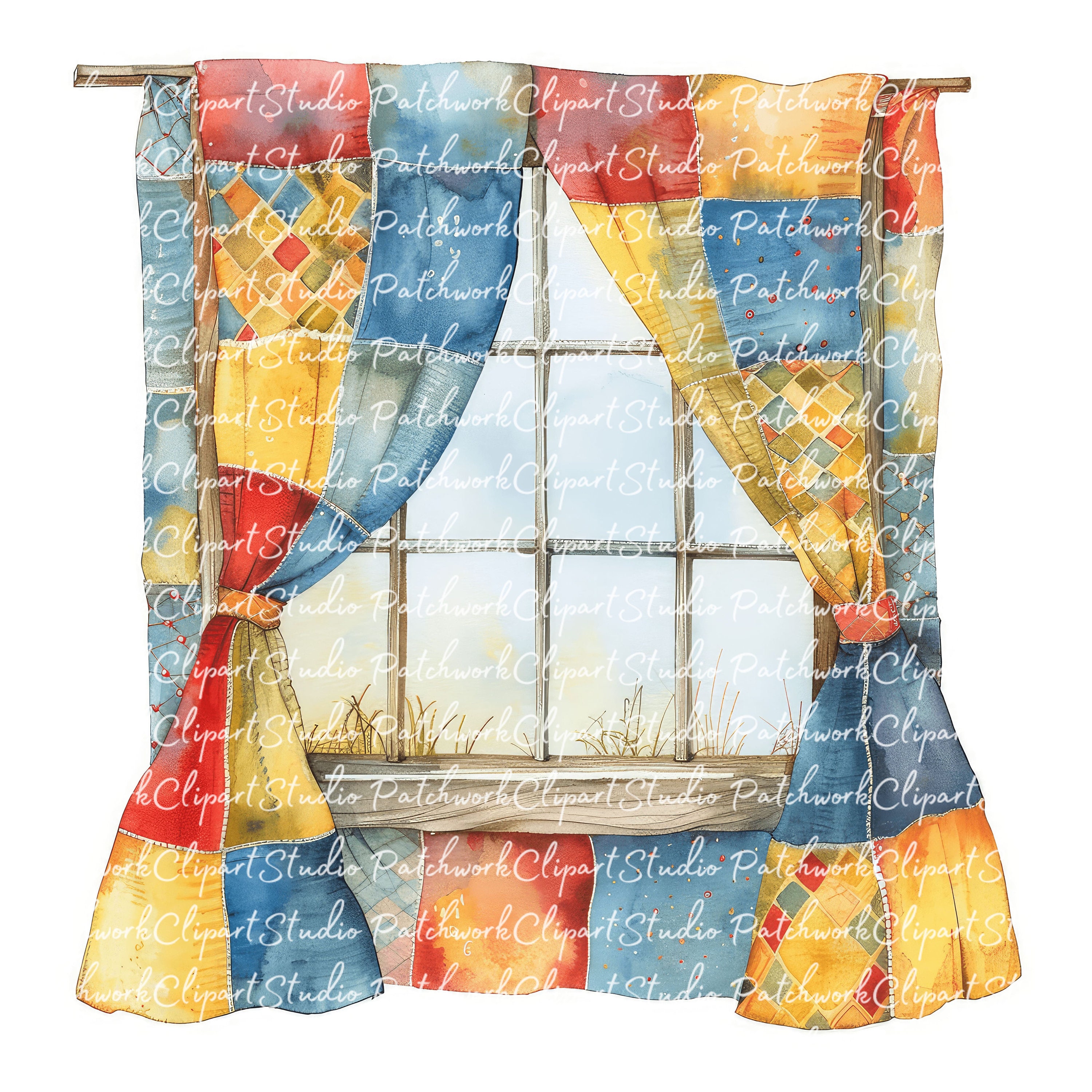 10 Windows Clipart Bundle, PNG & JPG, Printable Patchwork Window ...