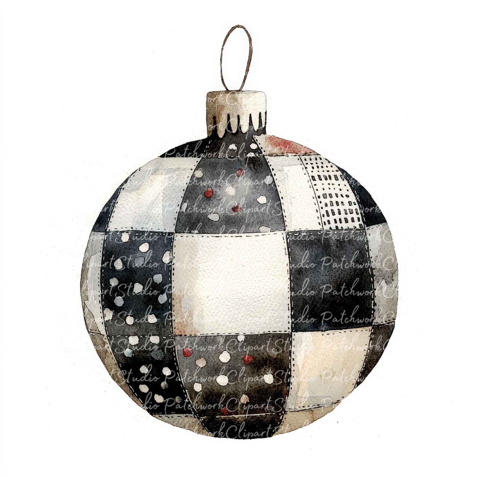 10 Black White Christmas Bauble Clipart Bundle, PNG & JPG, Printable ...