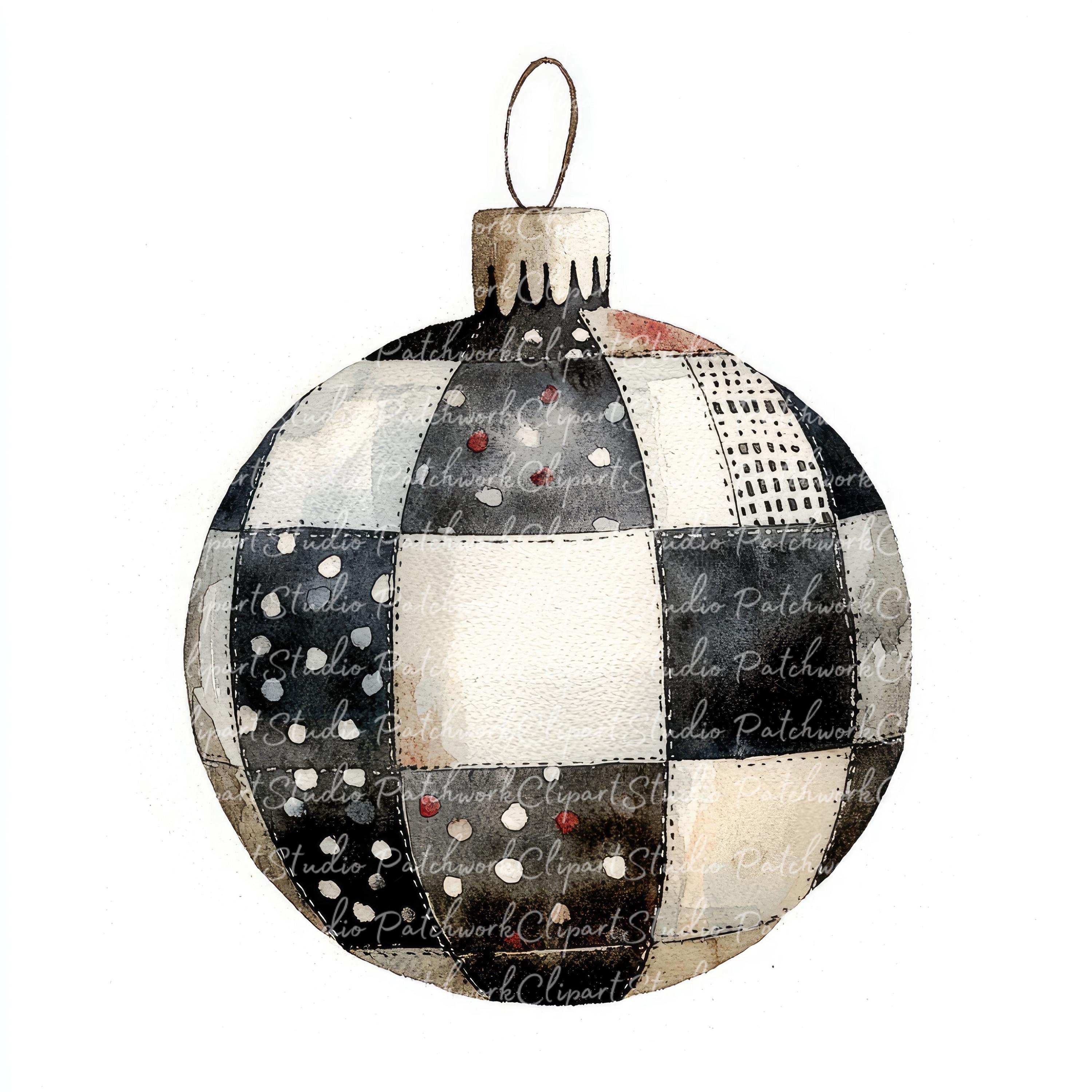 10 Black White Christmas Bauble Clipart Bundle, PNG & JPG, Printable ...