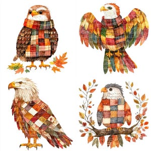 10 Autumn Eagle Clipart Bundle, PNG & JPG, Printable Patchwork, Eagle ...