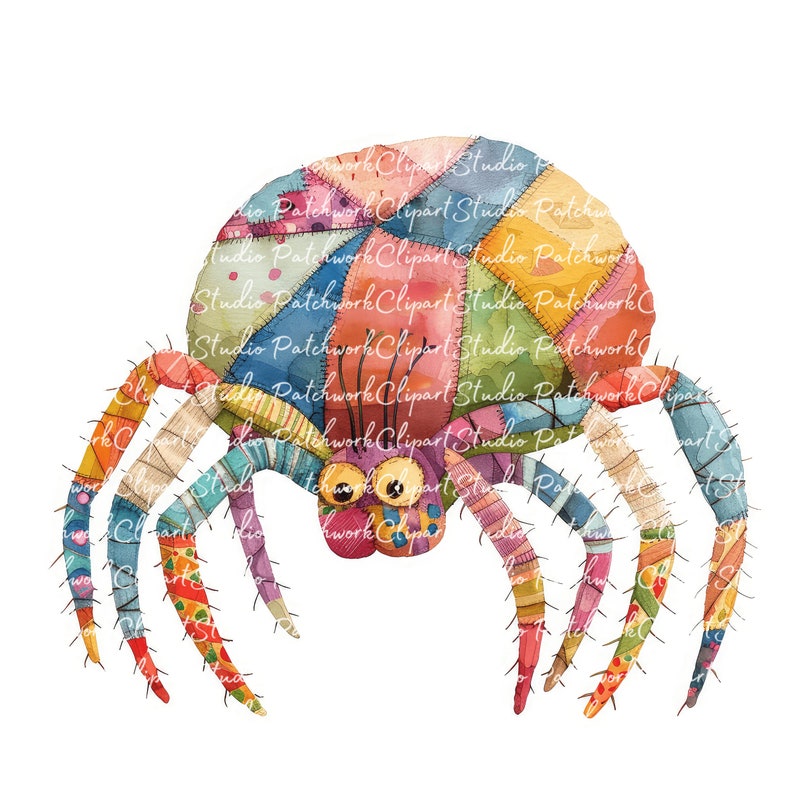 10 Spiders Clipart Bundle, PNG & JPG, Printable Patchwork Spider ...